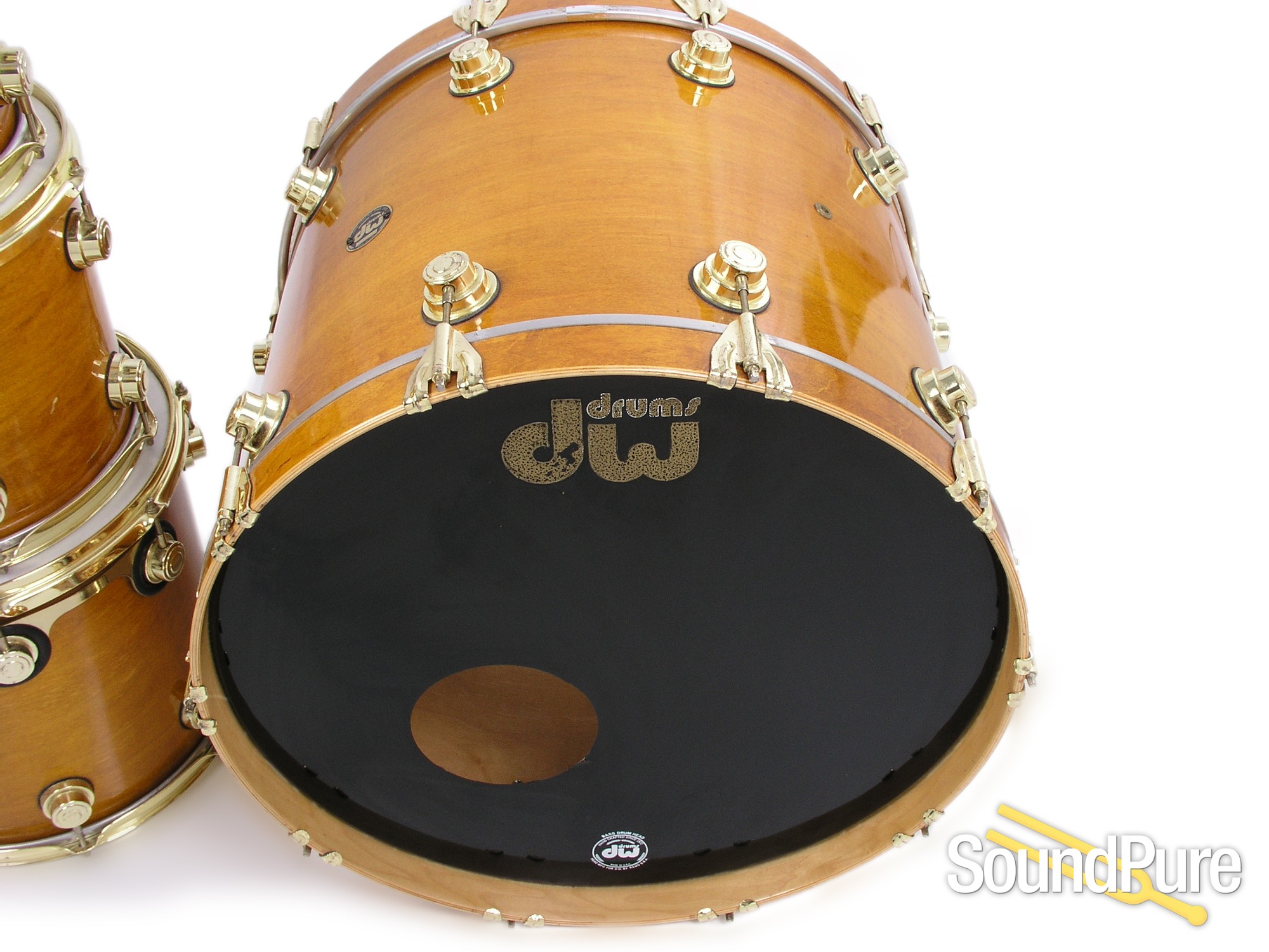 Dw 4pc Collectors Series Amber Gloss Maple Drum Set Gold
