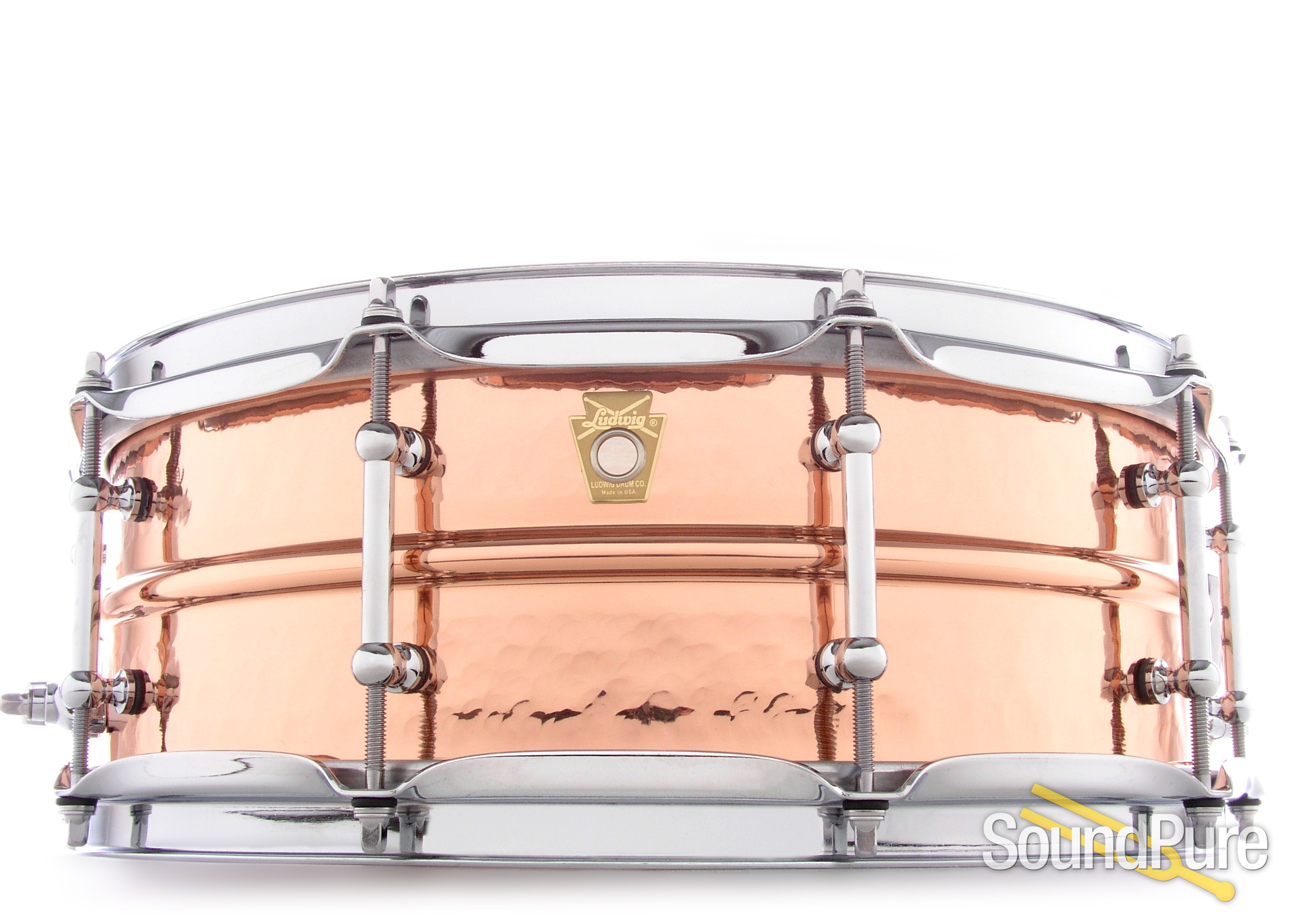 Ludwig 5X14 Hammered Copper Snare Drum-Tube Lugs | Soundpure.com
