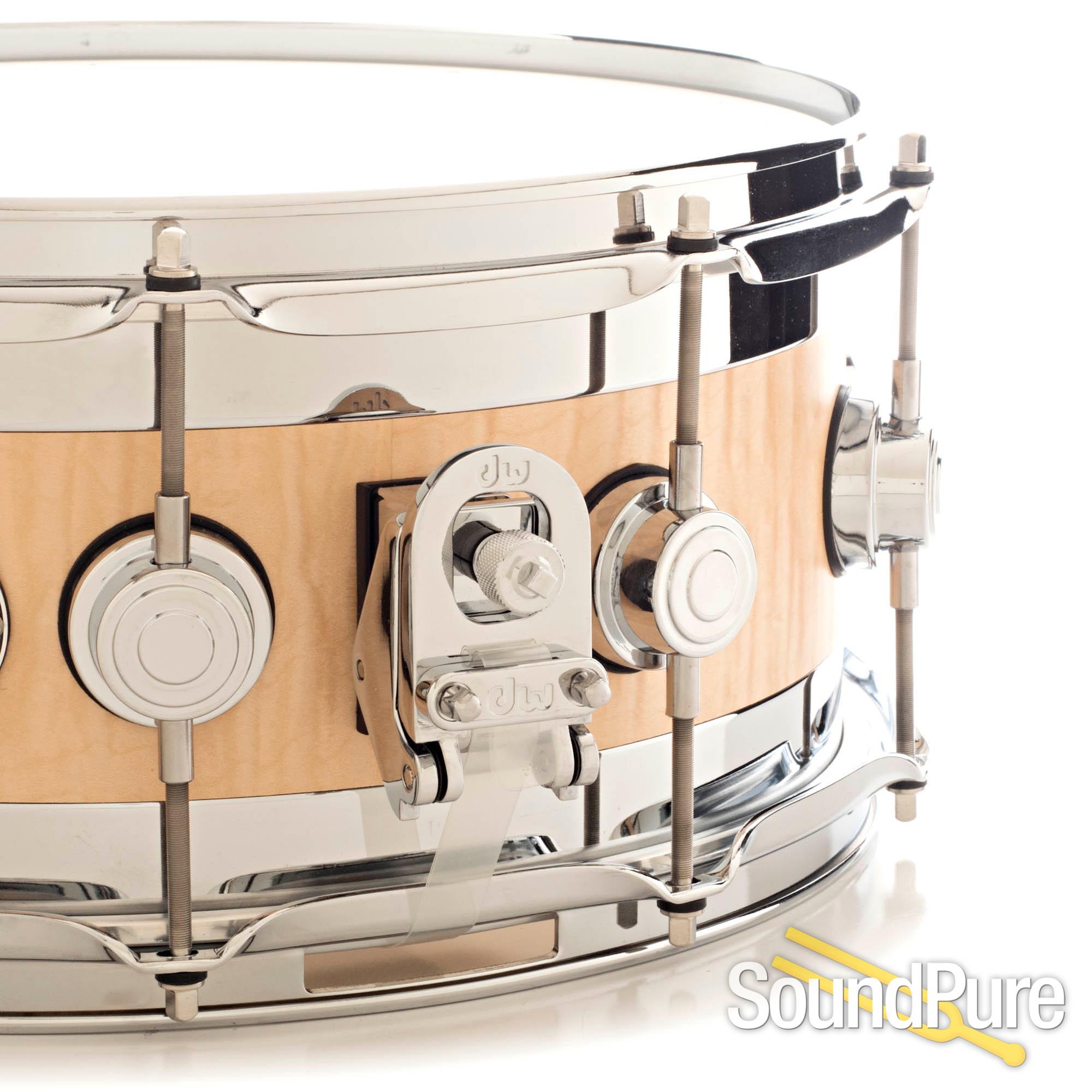 DW 6x14 Collectors Edge Curly Maple Snare Drum-Natural