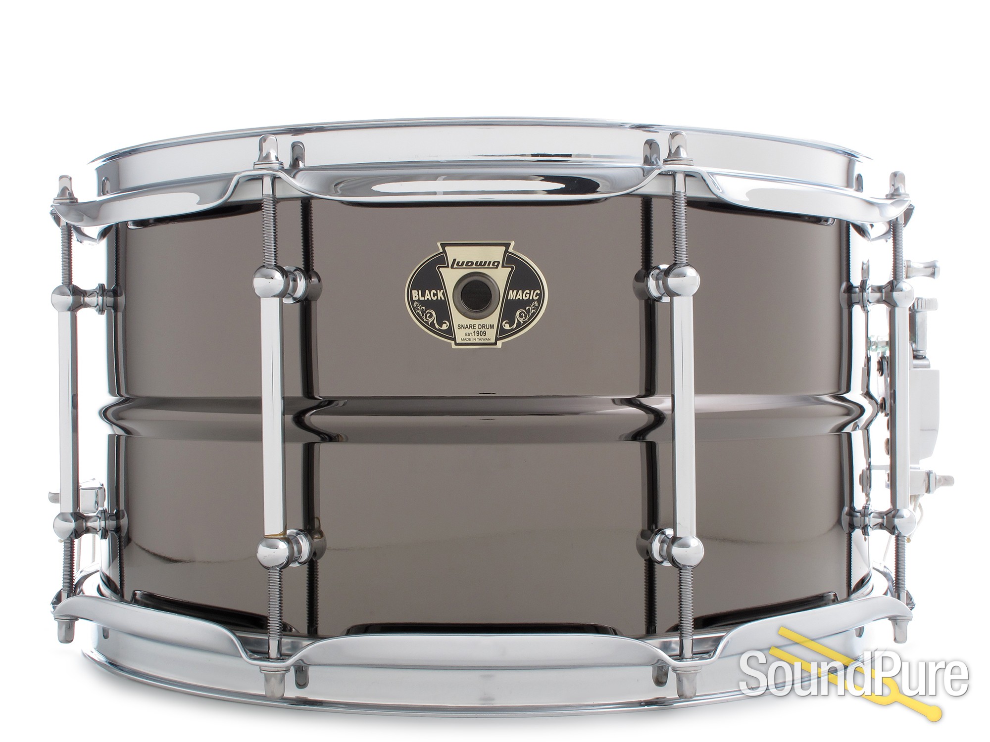 Ludwig 7x13 Black Magic Brass Snare Drum-Chrome | Soundpure.com