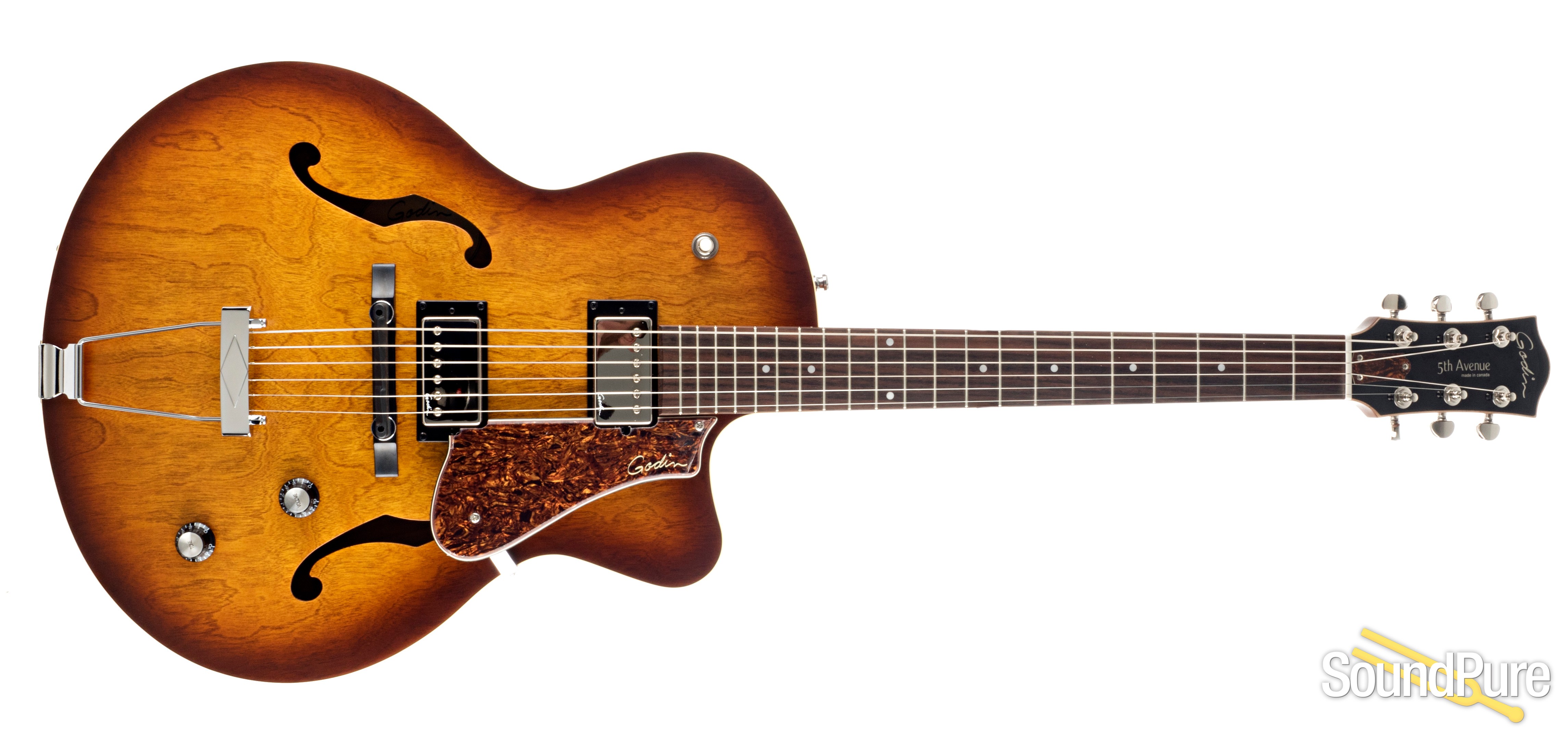 Godin 5th Ave CW Kingpin II HB Cognac Burst Archtop Guitar