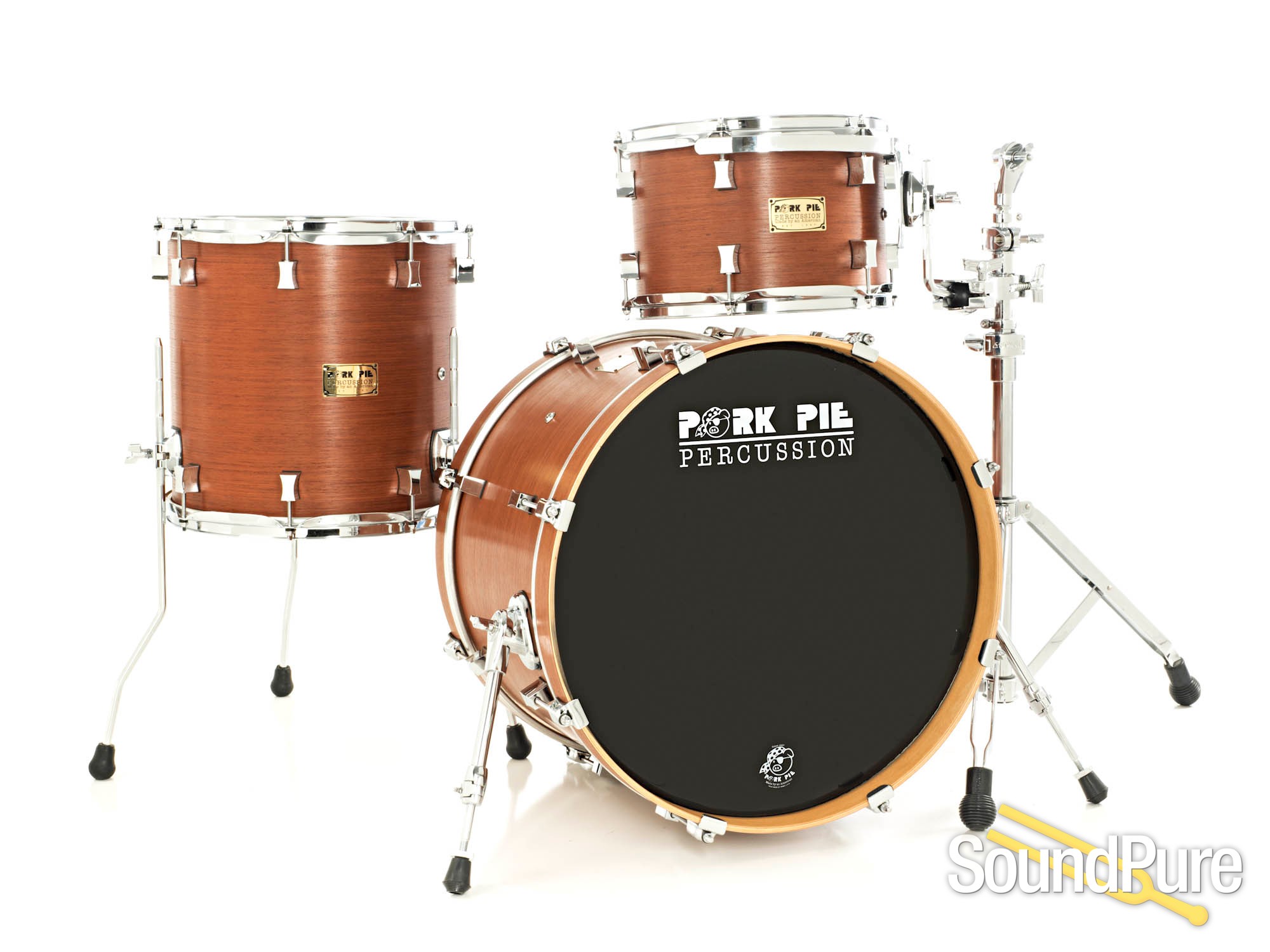 Pork Pie 3pc Maple Drum Set Quartered Mahogany 20
