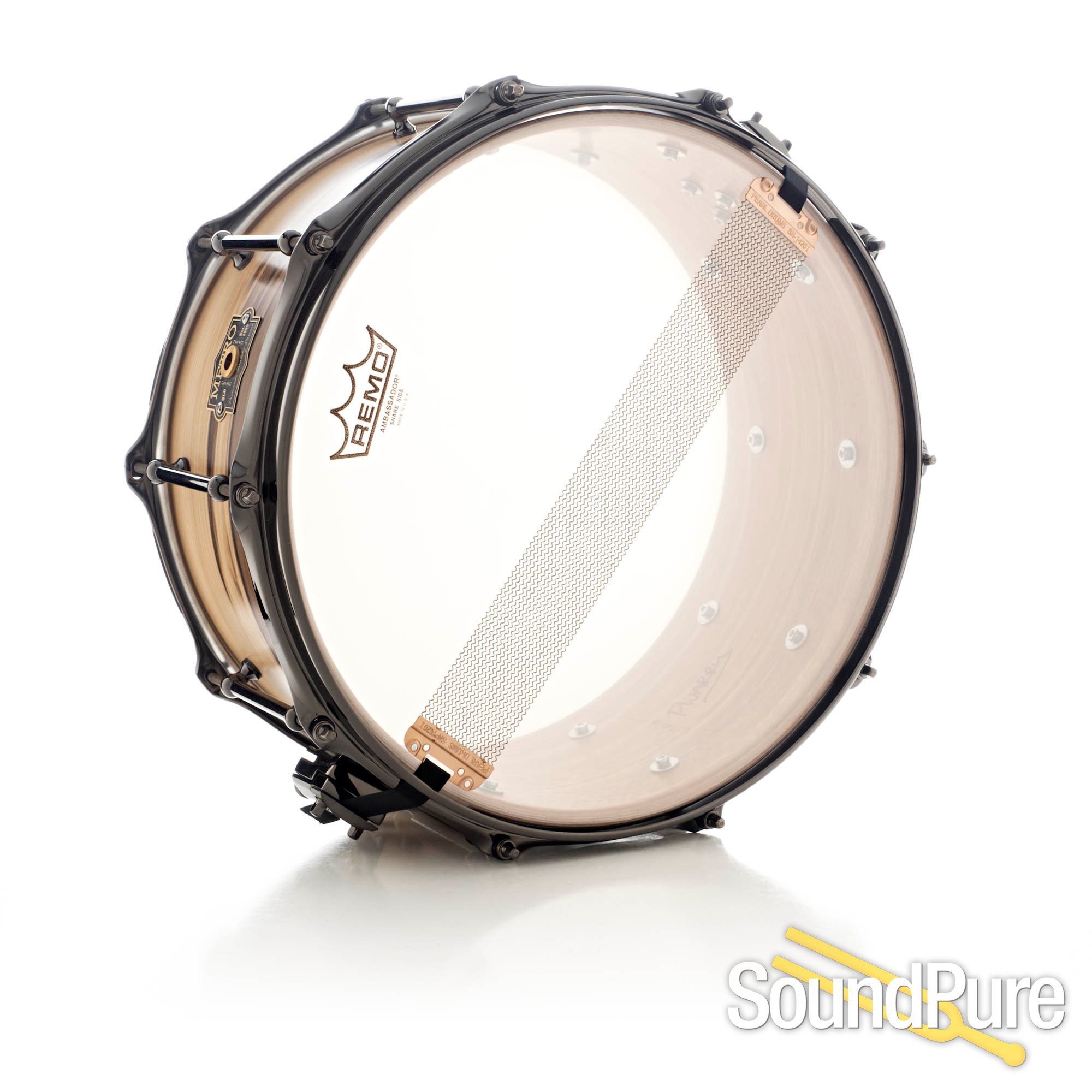 Metro Drums 6.5x14 Spotted Gum Ply Snare Drum-Blackheart