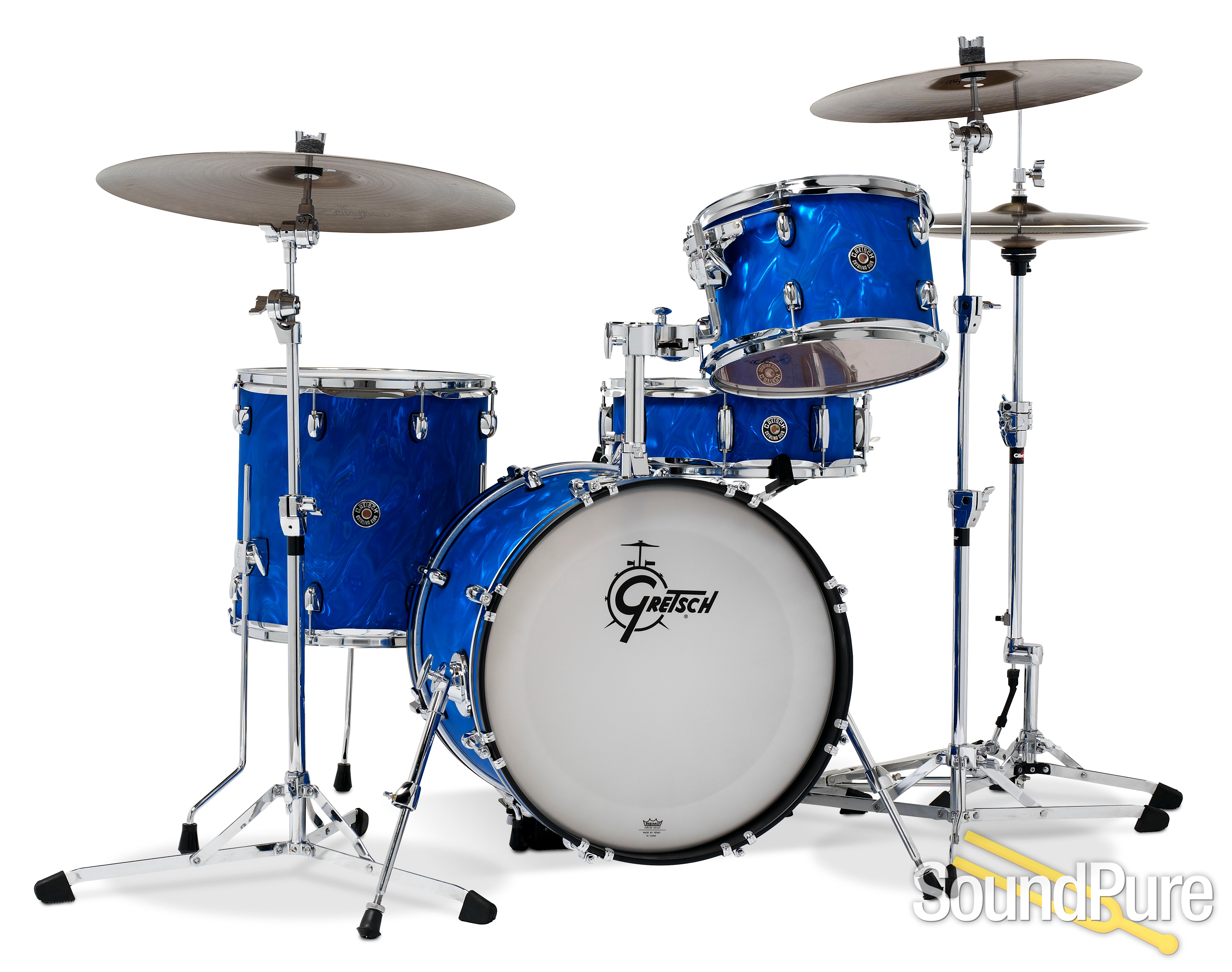 Gretsch 4pc Catalina Club Jazz Drum Set Blue Satin Flame