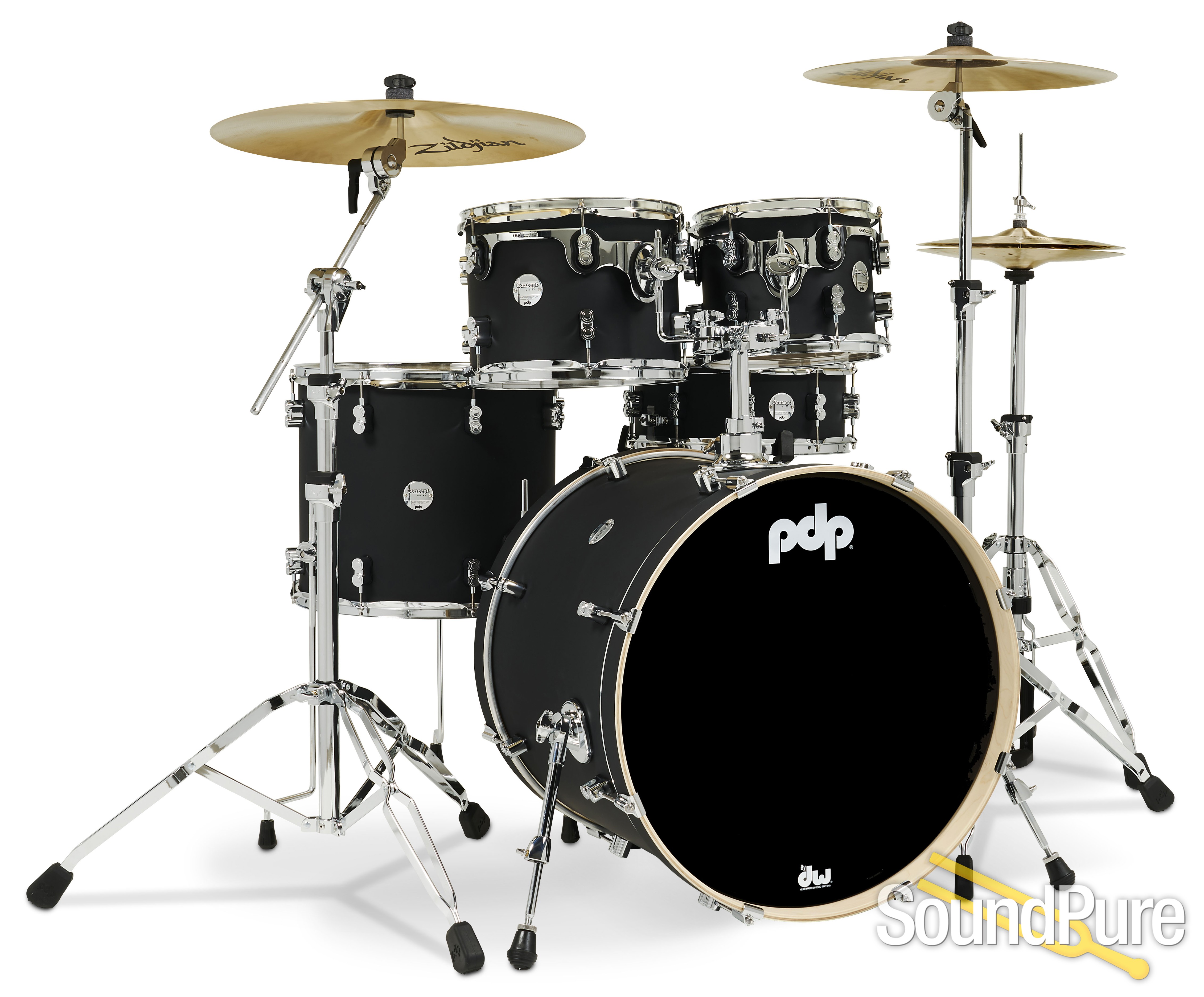 Pdp 5pc Concept Maple Drum Set Satin Black
