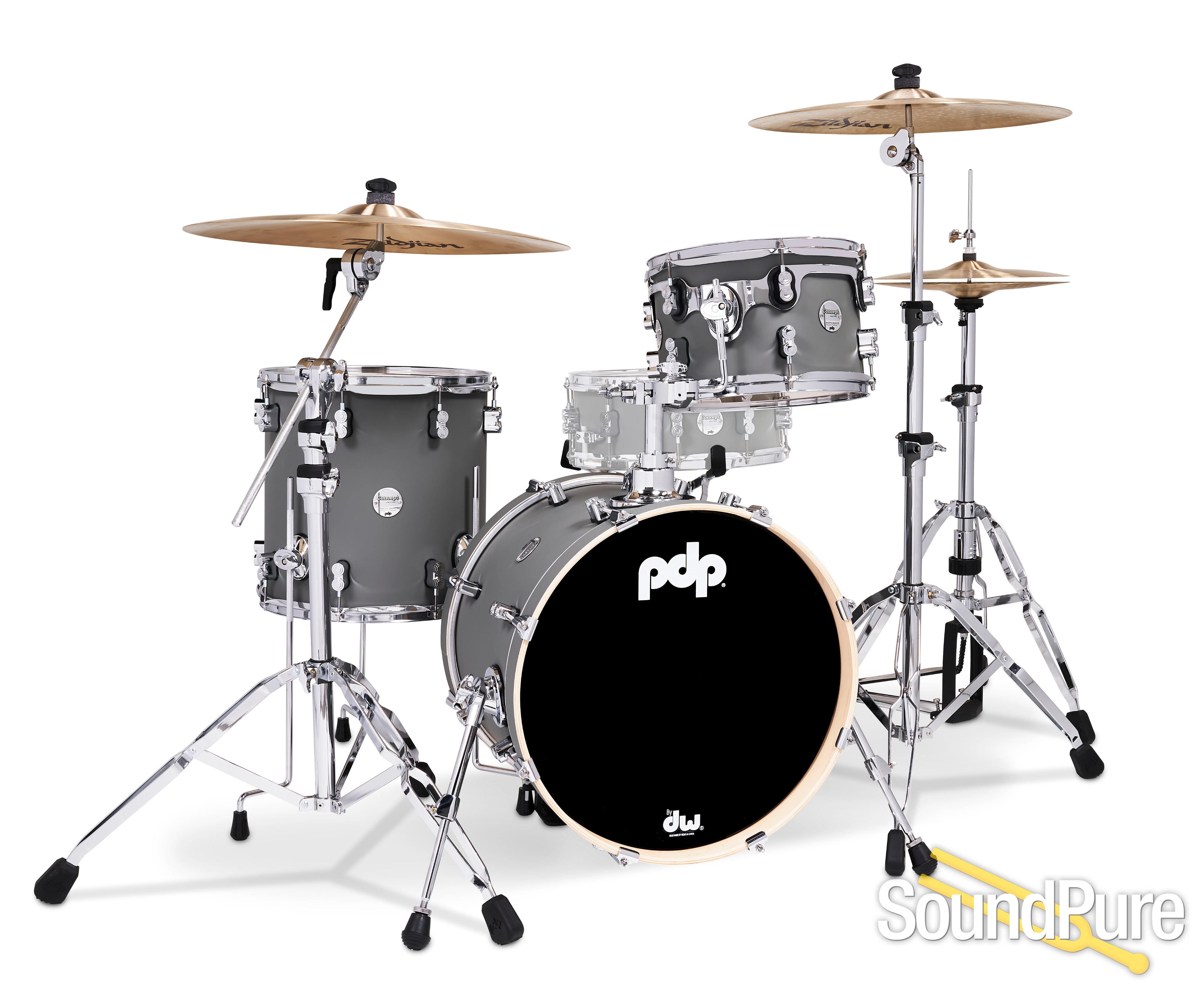 Pdp 3pc Concept Maple Jazz Drum Set Satin Pewter
