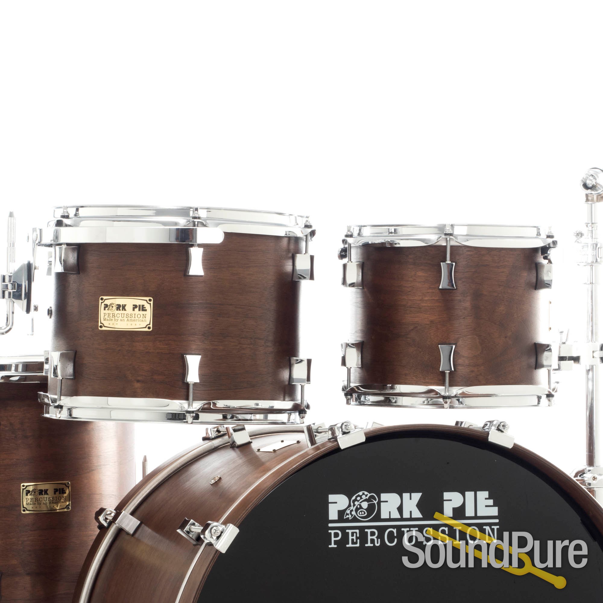 Pork Pie 5pc Maple Drum Set Figured Walnut Natural Oil