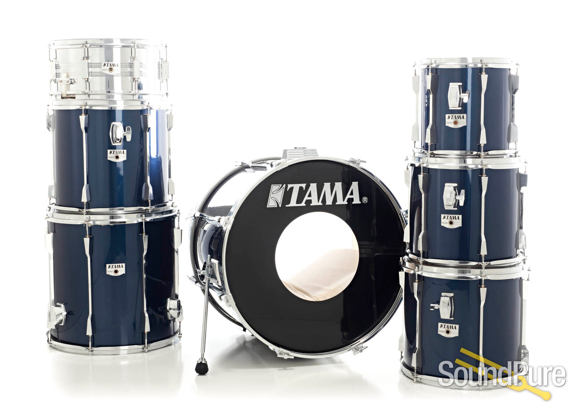 Tama 7pc Rockstar Dx Drum Set Midnight Blue Metallic