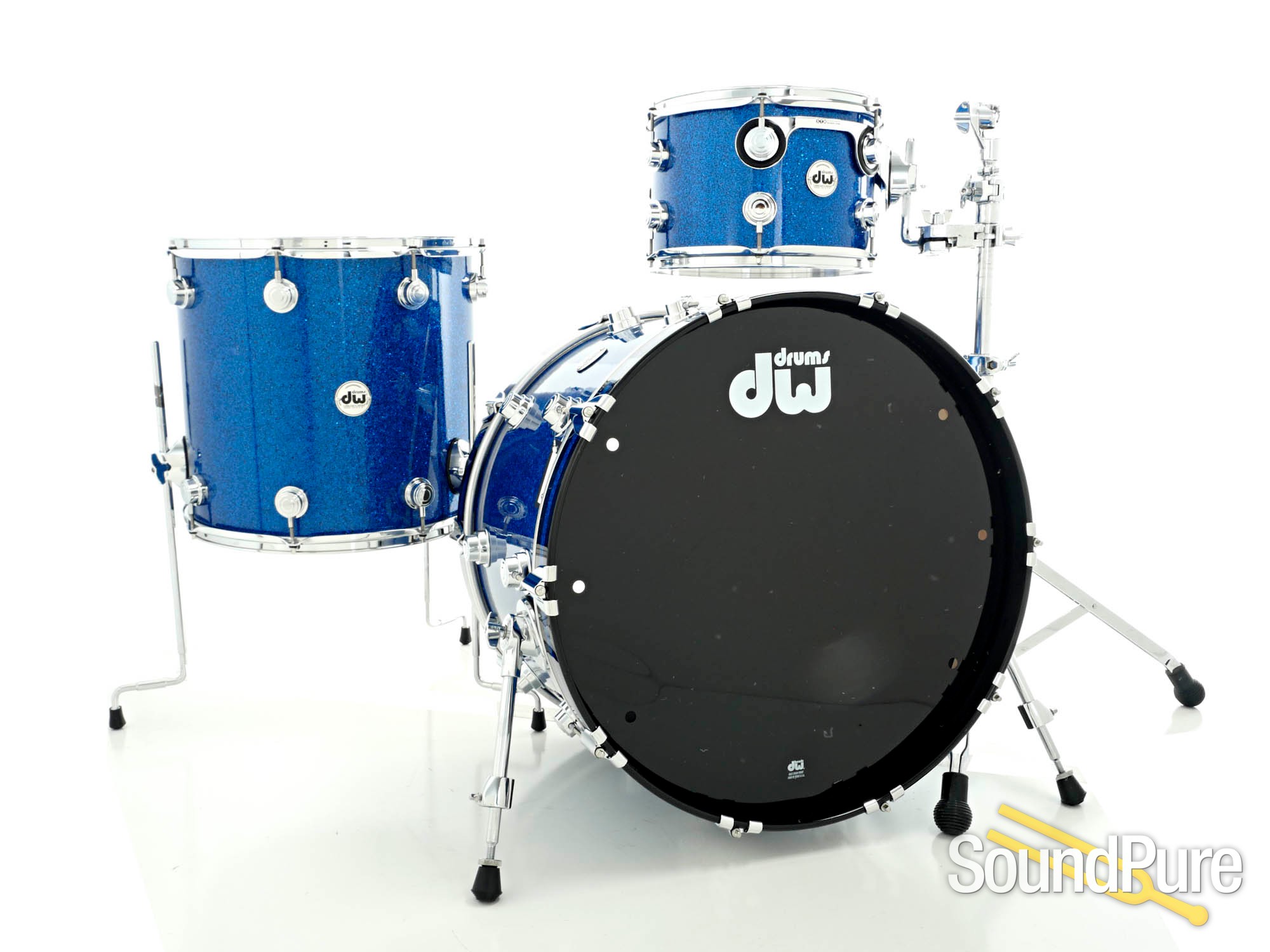 Dw 3pc Collectors Series Maple Drum Set Blue Glass Glitter