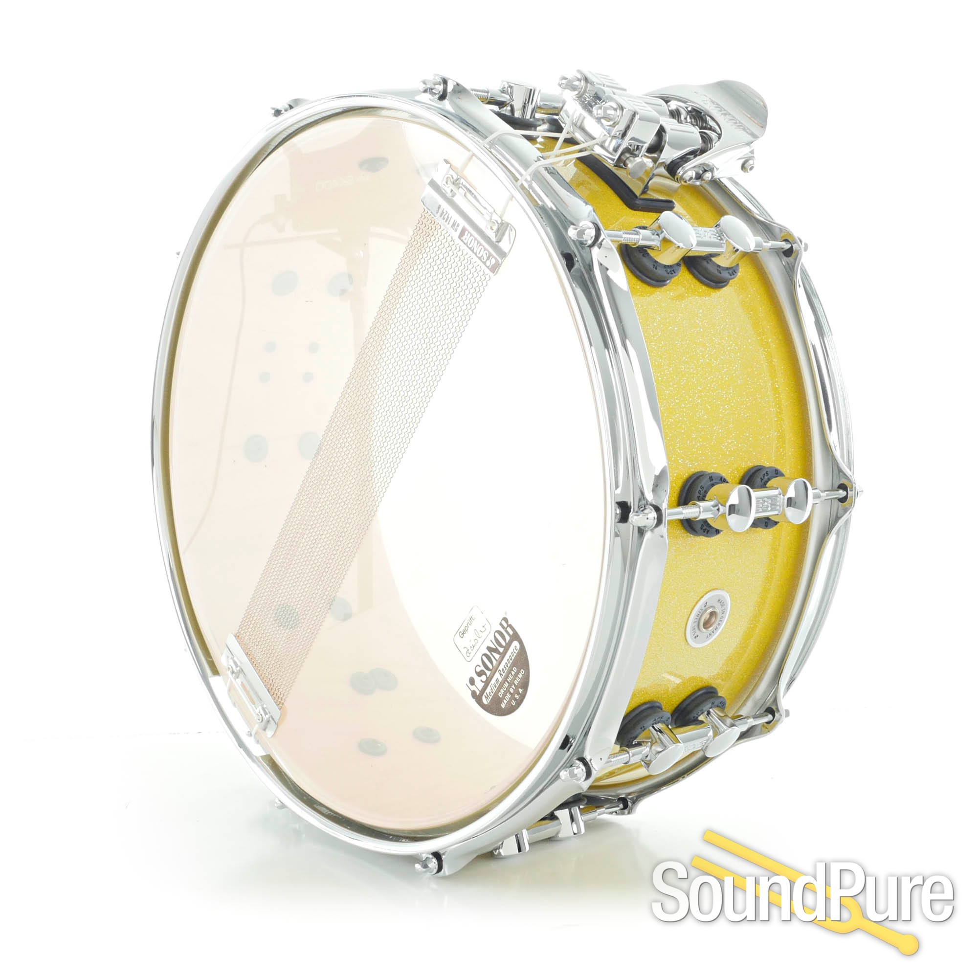 Sonor 6x14 SQ2 Medium Maple Snare Drum- Yellow Sparkle