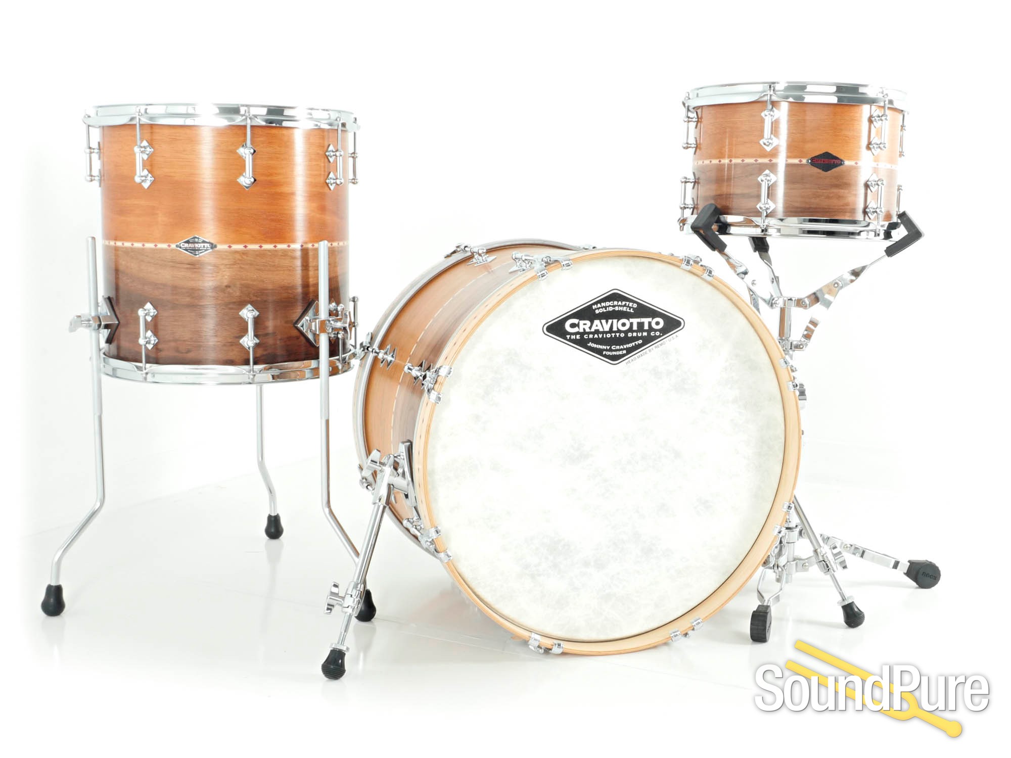 Craviotto 3pc Mahogany/Walnut Stacked Custom Shop Drum Set