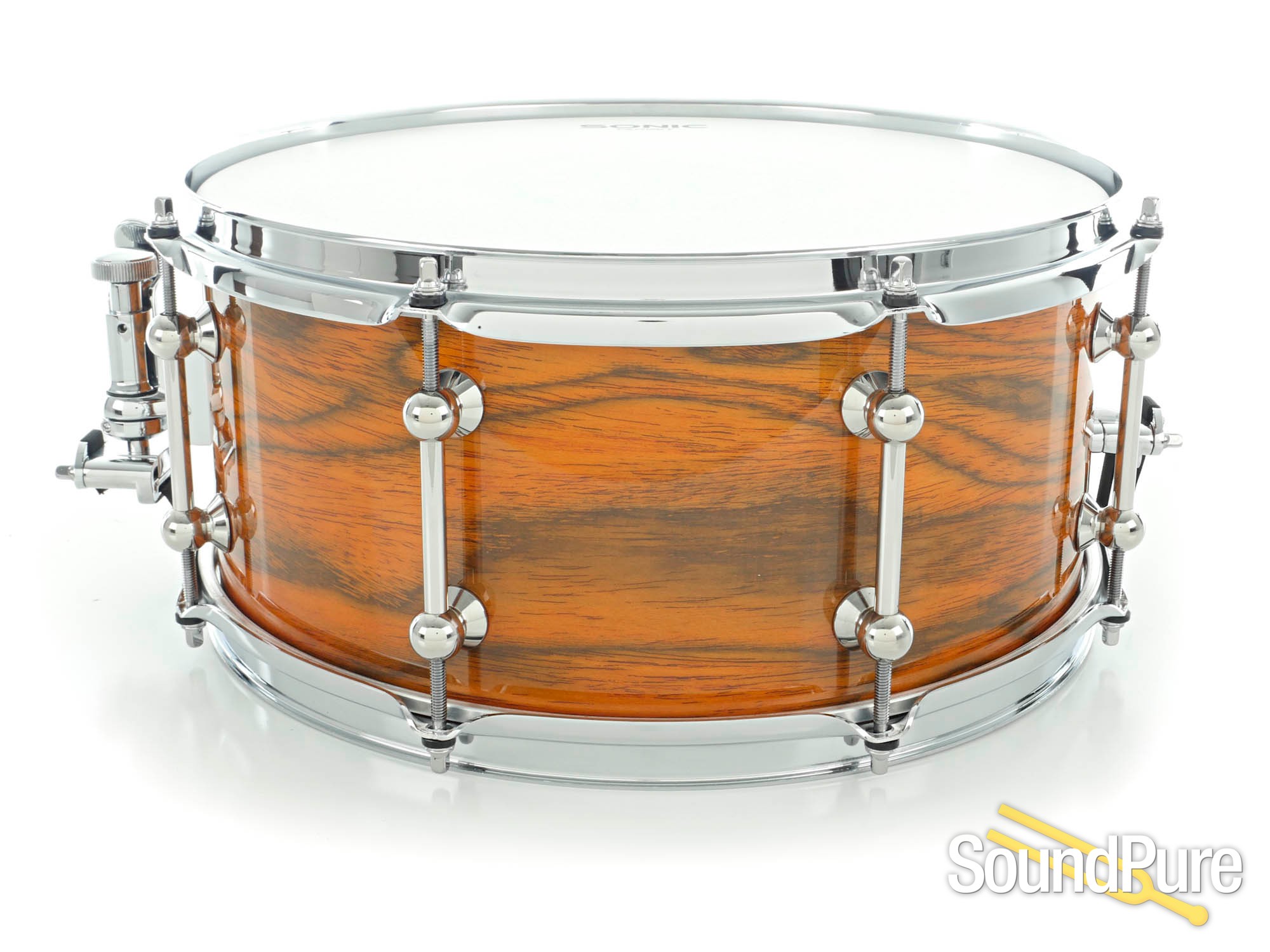 Metro Drums 6.5x14 Spotted Gum Ply Snare Drum-Marmalade
