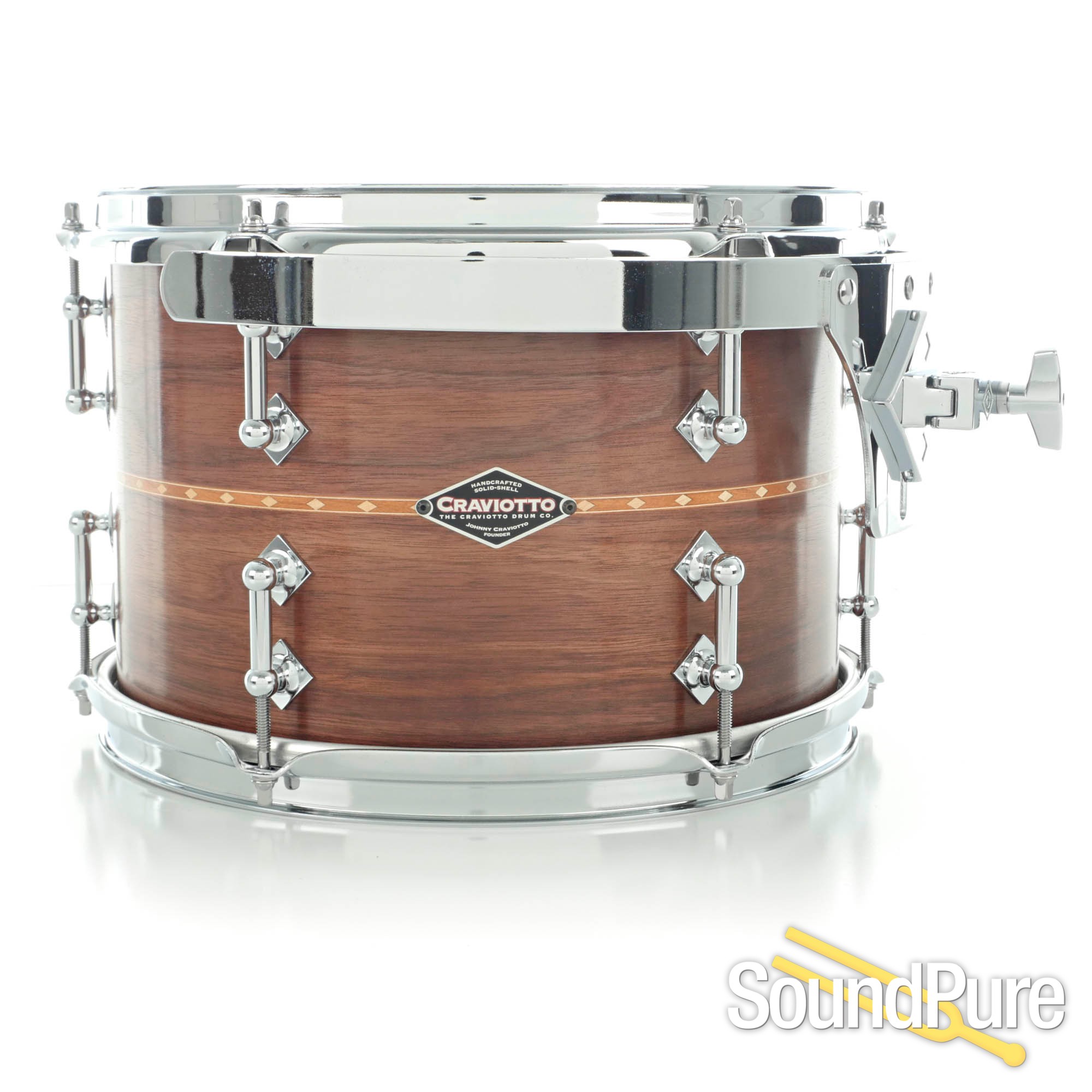 Craviotto 3pc Walnut Custom Shop Drum Set Cherry Inlay