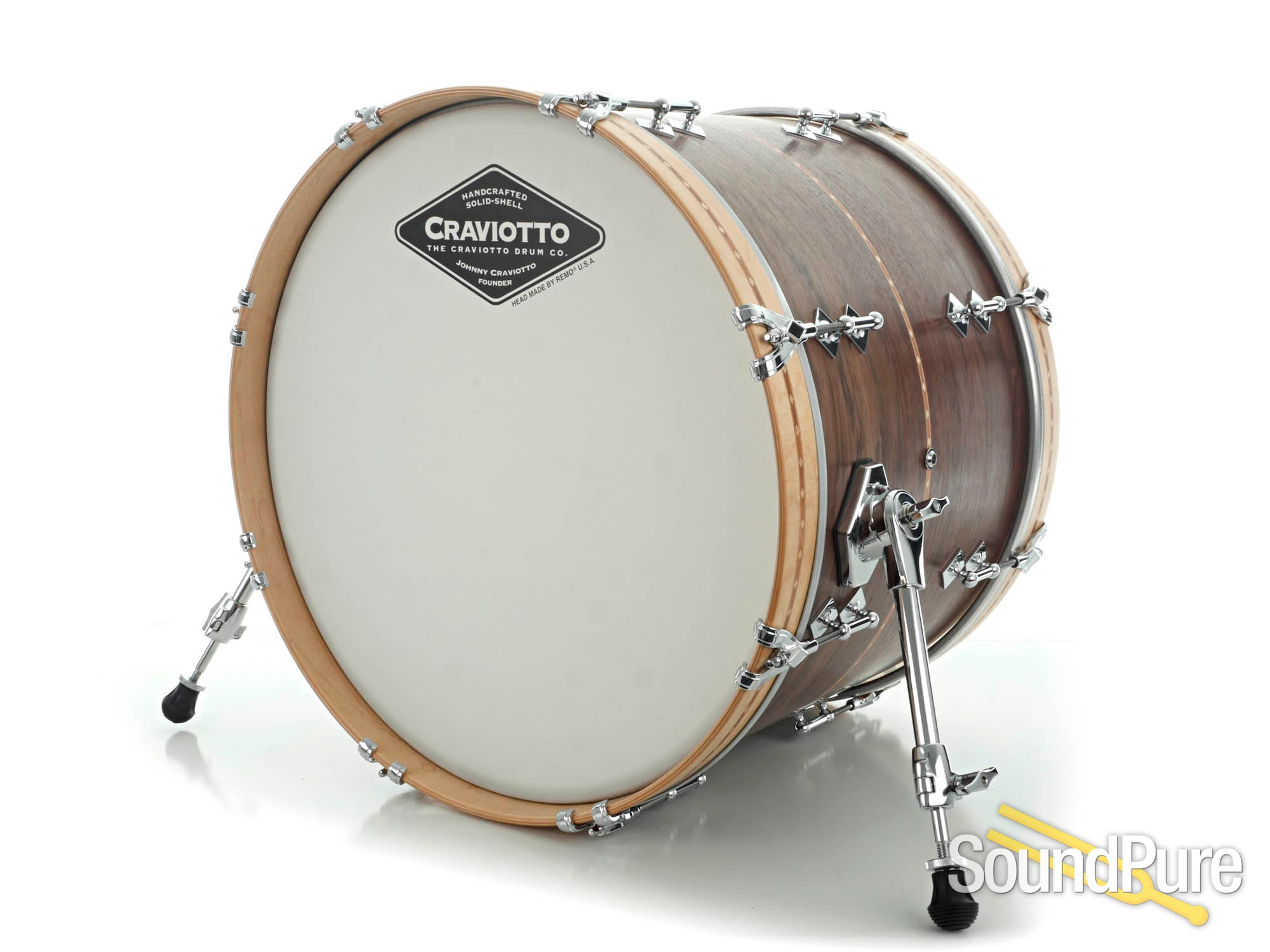 Craviotto 3pc Walnut Custom Shop Drum Set Cherry Inlay