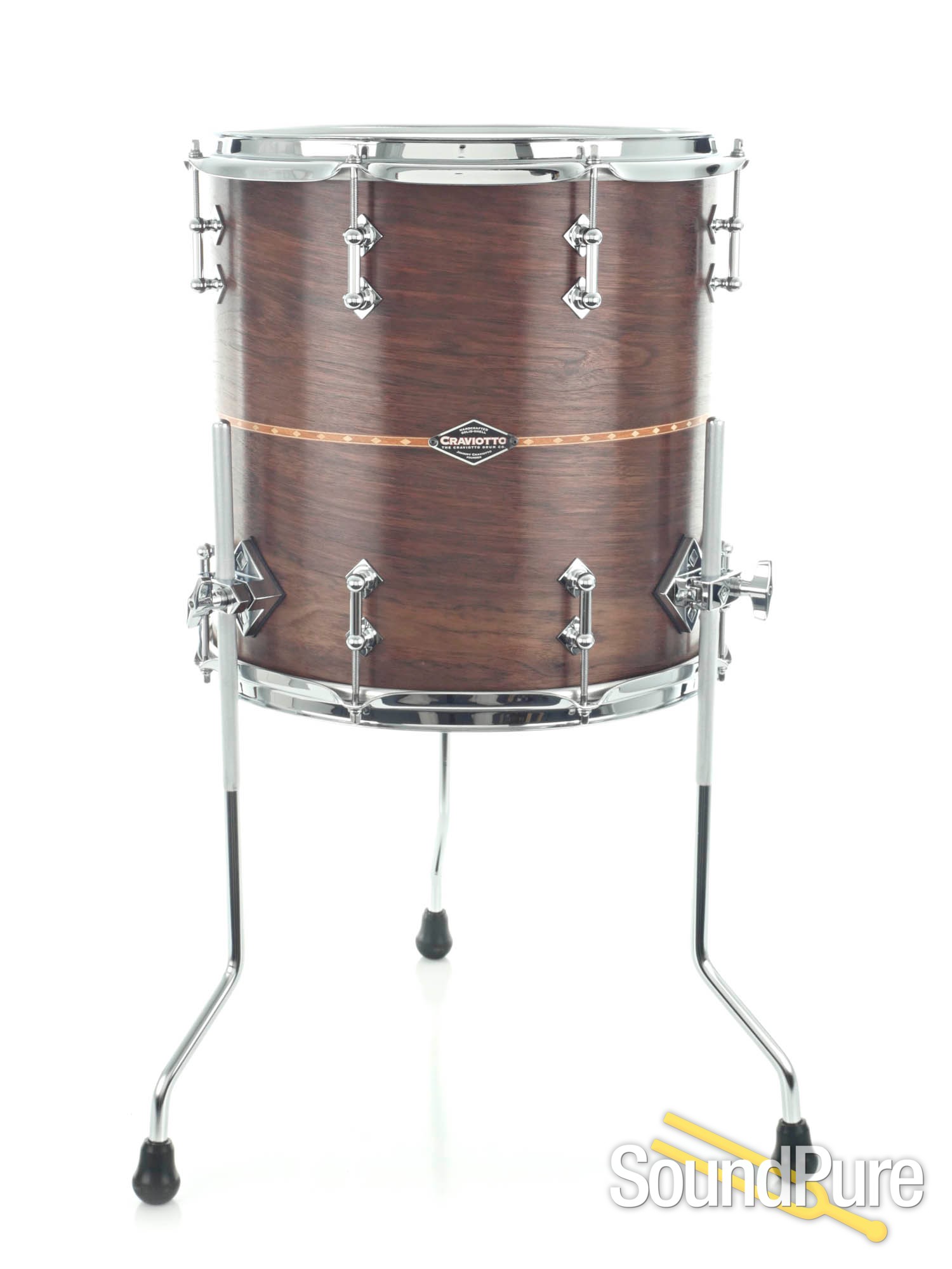 Craviotto 3pc Walnut Custom Shop Drum Set Cherry Inlay