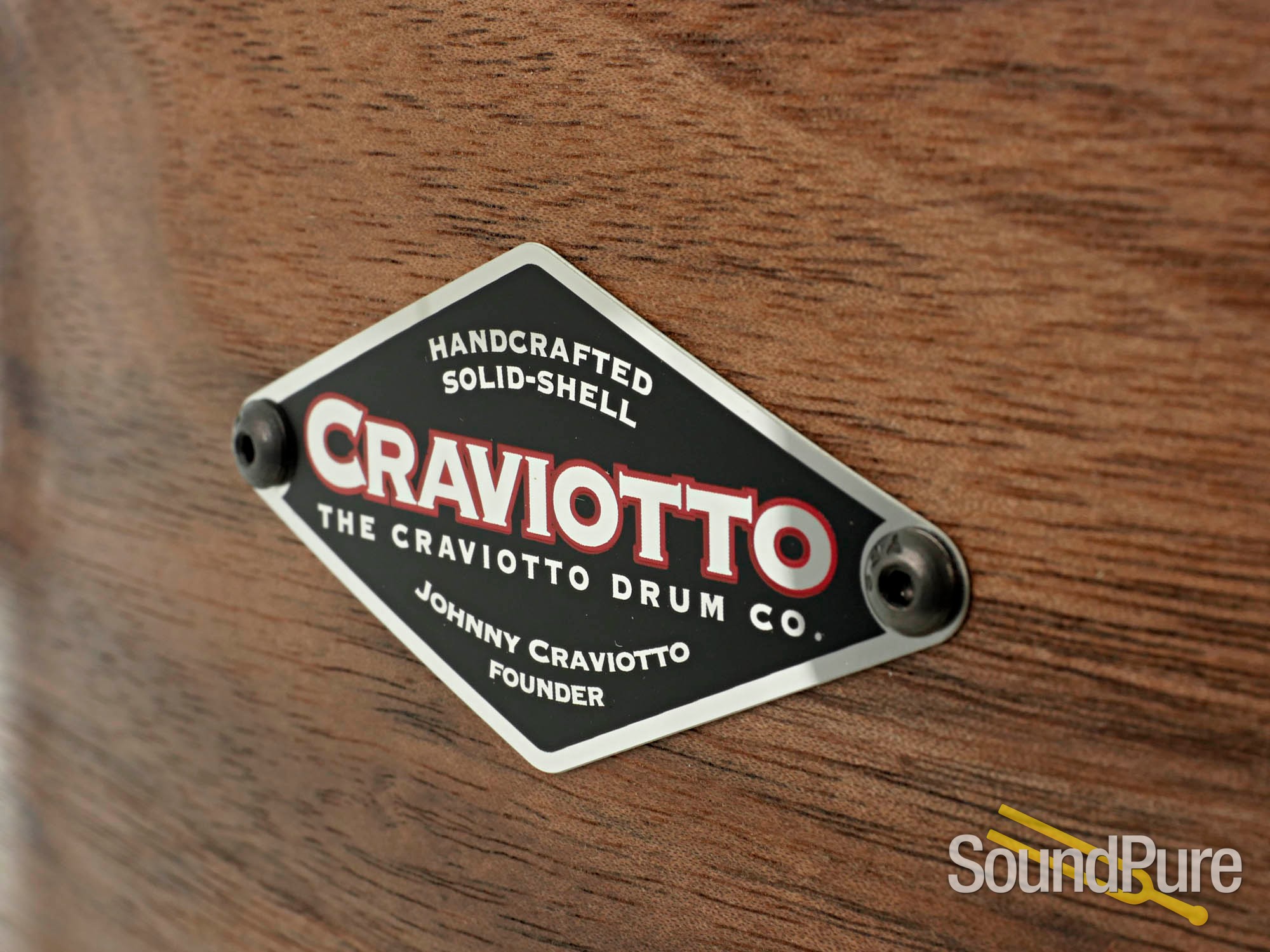 Craviotto 3pc Walnut Custom Shop Drum Set Cherry Inlay