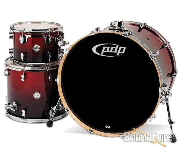 Pdp 3pc Concept Maple Drum Set By Dw Red Black Fade